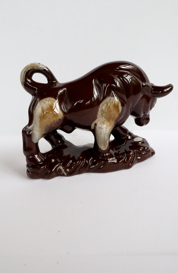 Vintage 1970s Drip Glazed Ceramic Bull - Style a Go-Go